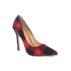 Liliana | Shoes | Liliana Red Plaid Classic Pumps Pointed Toe Heels ...